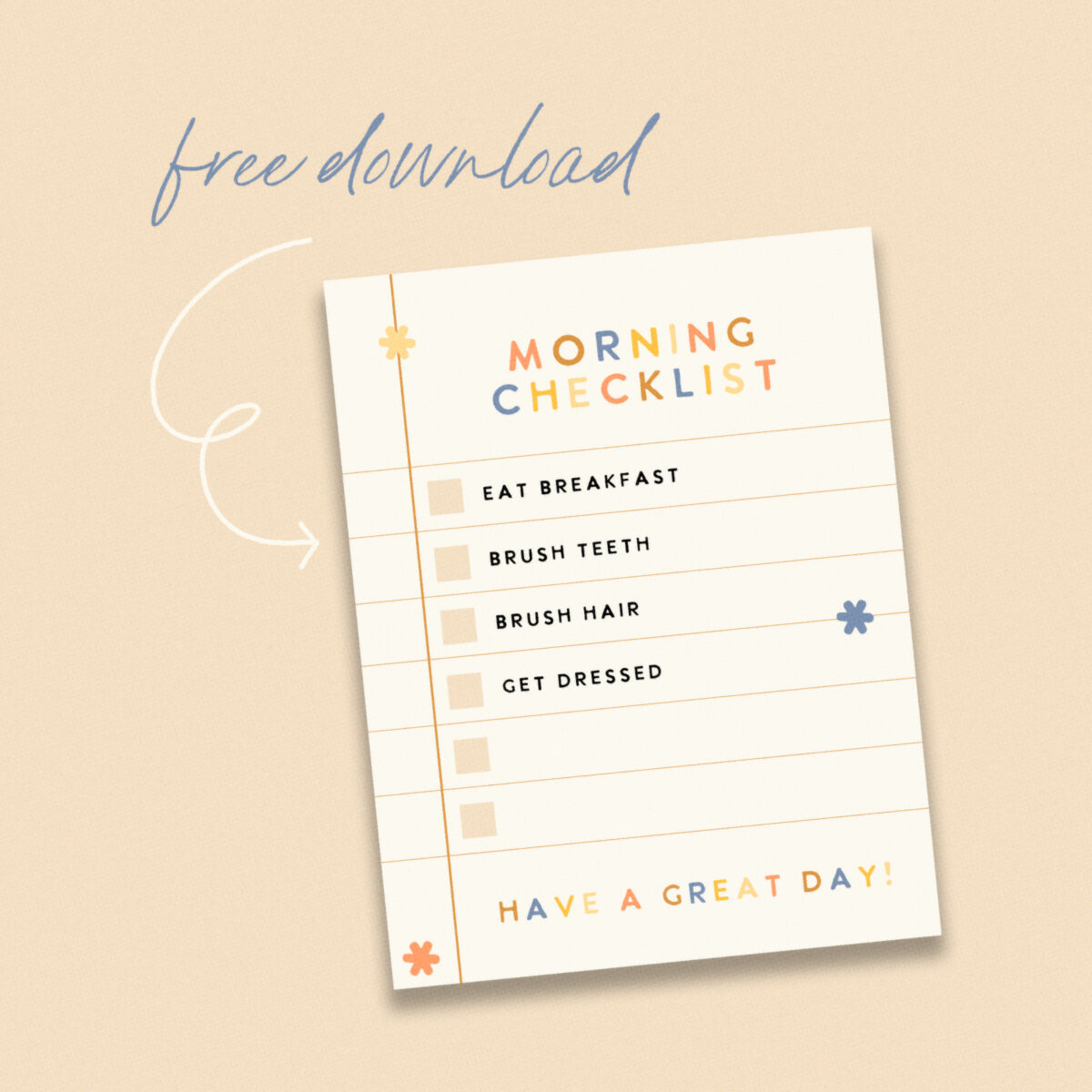 Morning Checklist Freebie For You! - Casey Wiegand of The Wiegands